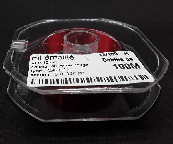Acheter Bobine Fil Emaillé couleur rouge 0,12mm 100m - Au Pays des Leds